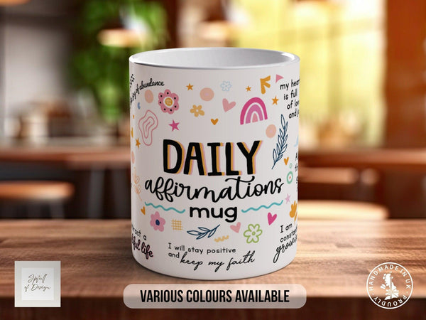 Coloured Daily Affirmations Mug | Motivational Mug Gift – Sipfull of Design