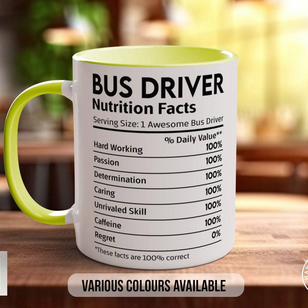 Bus Driver Nutrition Facts Mug | Funny Gift for Bus Drivers | Sipfull ...