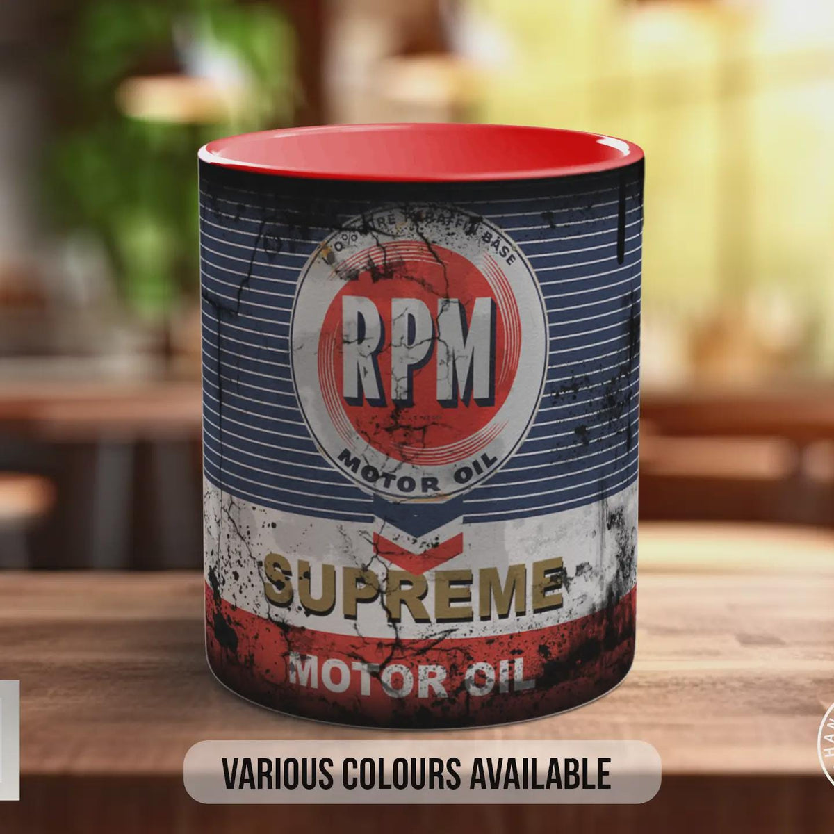RPM Motor Oil Mug | Vintage Americana Garage Gift for Petrolheads ...
