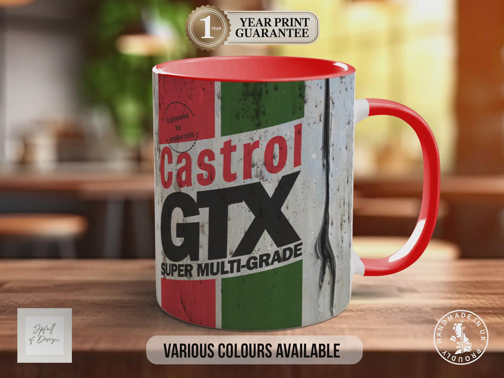 Castrol GTX Mug - Handmade Ceramic Mug by Sipfull of Design